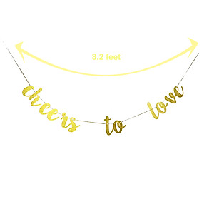 zxyxka Cheers to Love Banner Happily Ever After Engaged Bunting Banner-Wedding Anniversary, Bridal Shower Party Decoration Supplies Photo Props(Gold)
