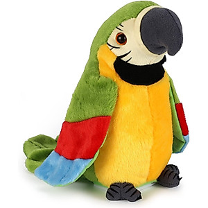 Auhafaly Talking Parrot, Repeats What You Say Plush Animal Toy Electronic Parrot Parrot for Boys, Girls Gift