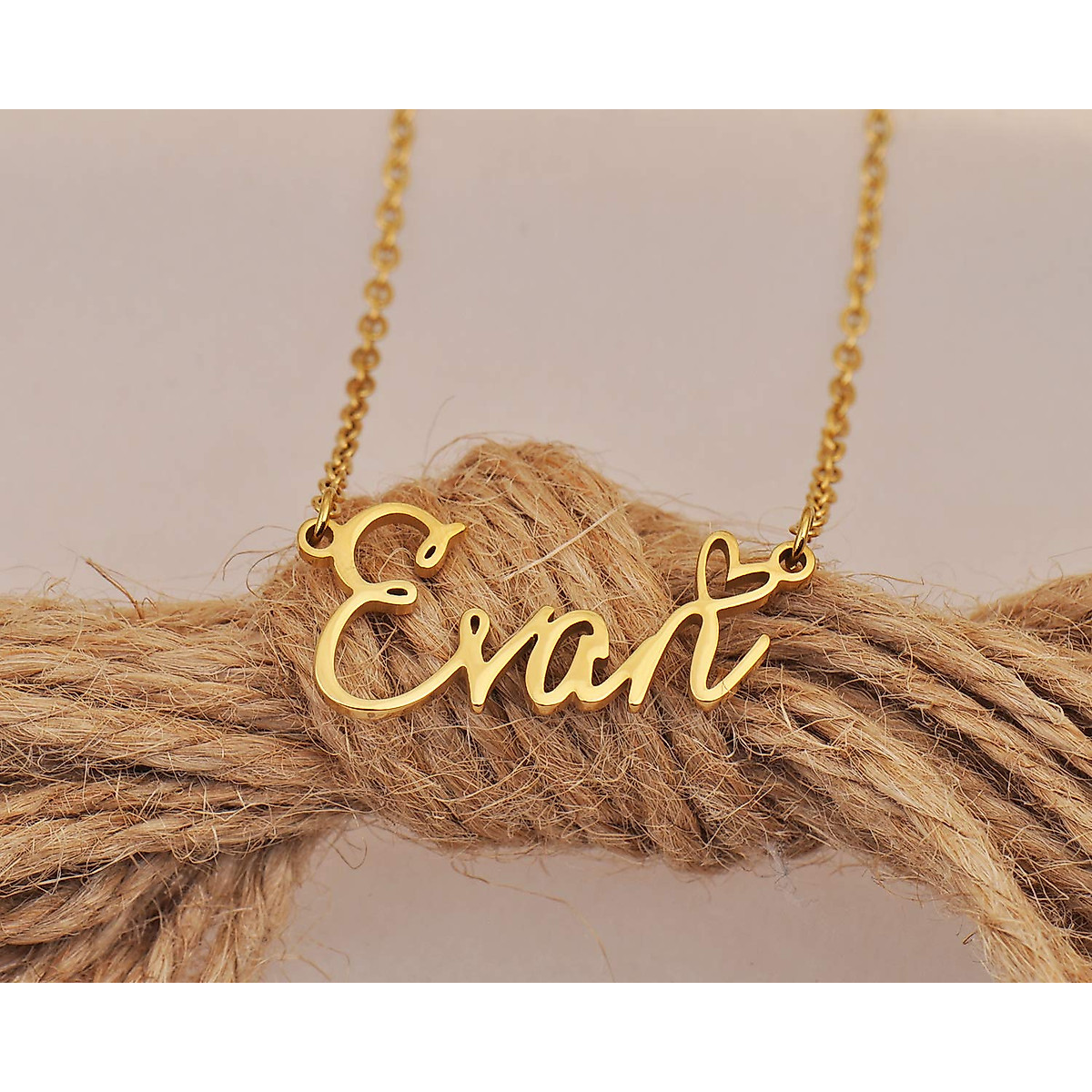 Cobi Name Necklace Name Plate Necklace Name Tag Necklace in Rose Gold