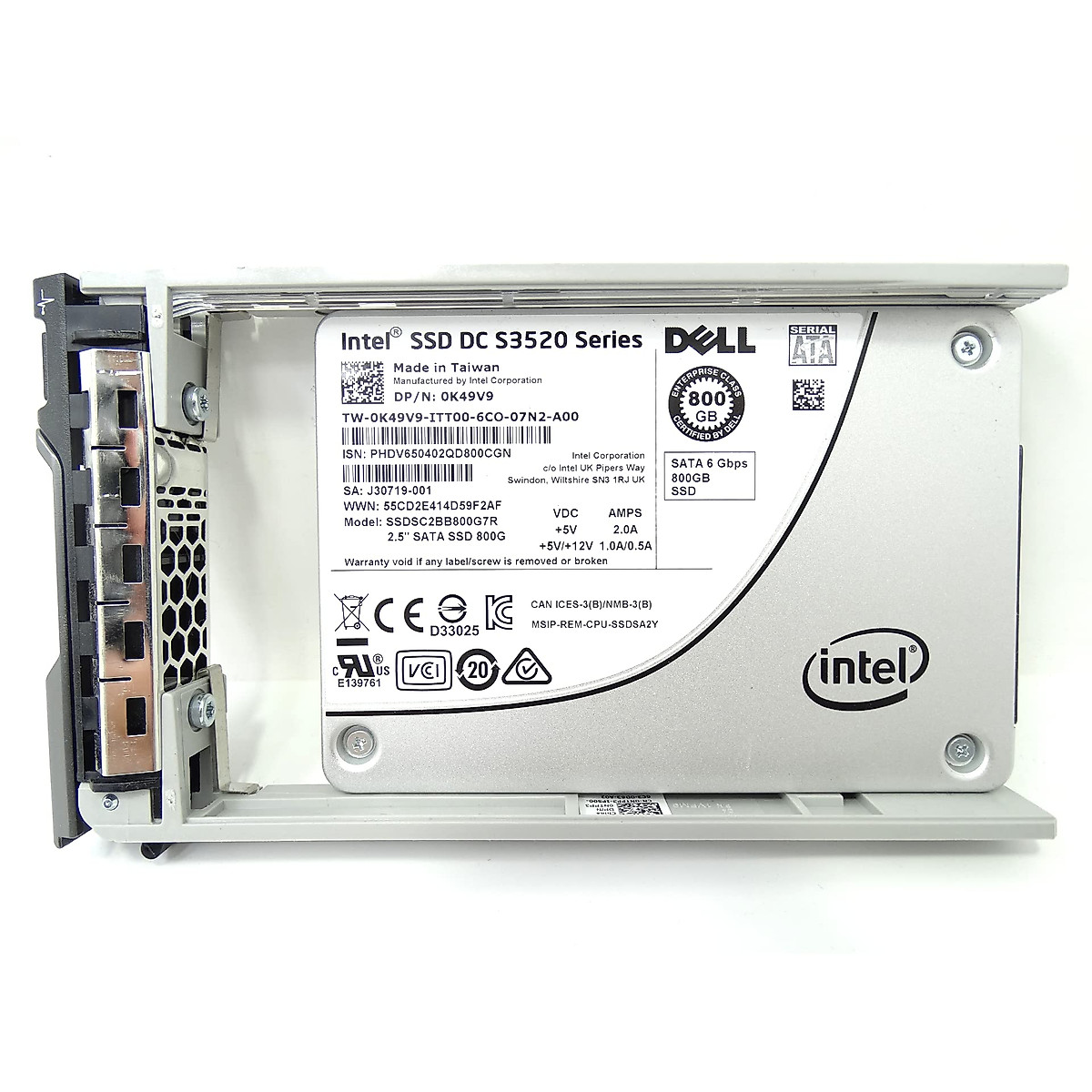 Dell K49V9 Intel DC S3520 800GB 6Gbps SATA 2.5" SSD Solid State Drive