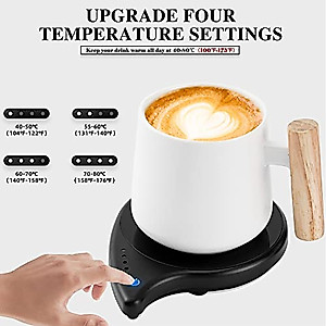 Coffee Mug Warmer for Desk, Smart Cup Warmer with 4 Temperature Settings & Auto Shut Off,Electric Warming Plate for Beverage Tea Coffee Water Milk (Black-No Mug)