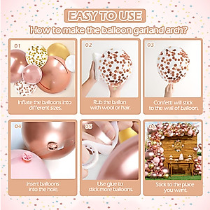 154pcs Rose Gold Balloon Arch Garland Kit, Metallic Rose Gold and Pink Gold White Balloons for Birthday Baby Shower Bachelorette Wedding Bridal Shower Decorations