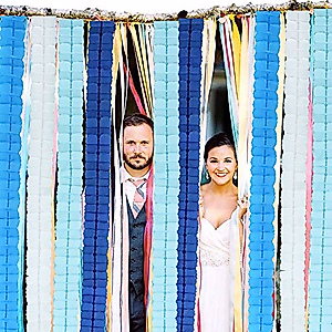 BEISHIDA 12PCS Four Leaf Clover Paper Garland 120ft Navy Blue Ocean Party Streamers Tissue Flower Reusable Hanging Banner for Wedding Baby Shower Home Party Backdrop Graduation Decoration