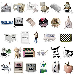ZJSXINDI Stickers Aesthetic Waterproof Laptop Stickers Decals 57 Pcs for Water Bottle Laptop Computer Skateboard Bumper,Aesthetic Vsco Vinyl Stickers for Kids Teens Girls (Khaki)