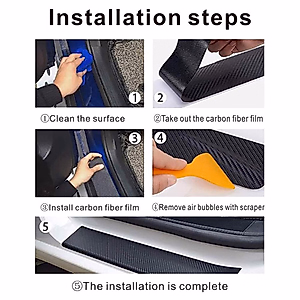 4PCS Cute Funny Cartoon Door Sill Protector with Tire Valve Stem Caps Set, Carbon Fiber Universal Door Sill Sticker Alloy Tire Caps Anti Scratch Decor Anime Car Accessories Set for Fan Gifts