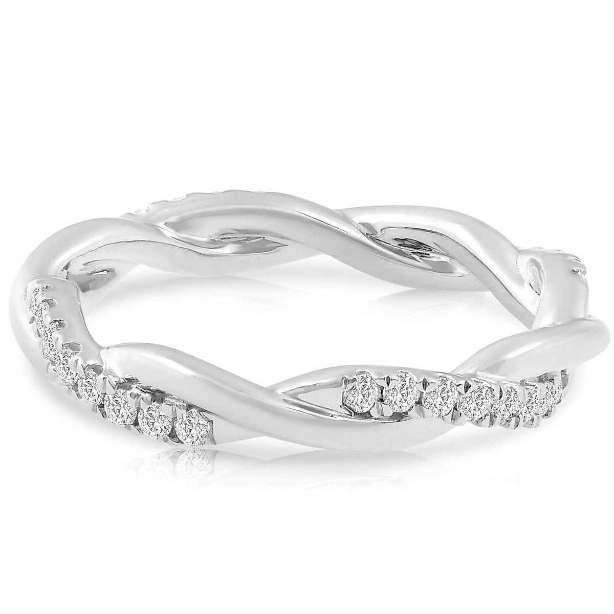 1/3 Ct Diamond Eternity Petite Twist Vine Eternity Wedding Ring 10k White Gold - Size 7