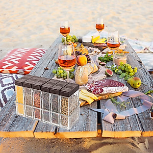 TOPZEA 12Pcs Spice Shaker Jars, Travel Seasoning Box with 2-in-1 Lids Empty Condiment Set Plastic Seasoning Storage Container Dispenser for Spice, Salt and Pepper, Clear