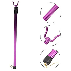Cabilock 3pcs Telescopic Clothes Rail Coat Hooks Heavy Duty Telescoping Walking Stick Retractable Clothes Line Hotel Clothesline Pole Dorm Room Outdoor Clothesline Stainless Steel Purple