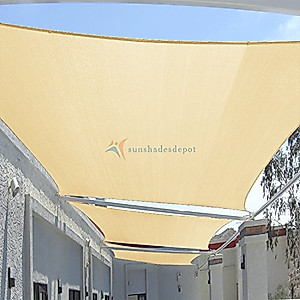 TANG Sunshades Depot Beige 12' x 16' Sun Shade Sail Permeable Canopy Cover Customize Commercial Standard 180 GSM HDPE