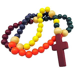 Westman Works Children's My First Rosary for Kids Baptism Set with Large Wood Bead with Drawstring Carry Bag Pouch