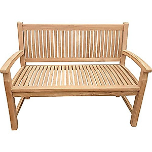 Seven Seas Teak El Mar Teak Outdoor Patio Bench, 4 Foot Made from Solid Teak Wood