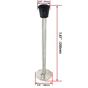 Rannb Door Stopper Stainless Steel Wall Mounted Door Stop with Rubber Bumper 7.87"/200mm Length