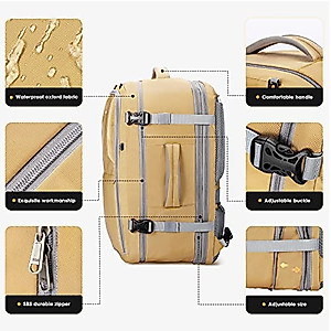 Maelstrom 40-50L Carry on Backpack,Large Travel Backpack for Men Women,17.3 Inch TSA Flight Approved Laptop Backpack with Hidden Shoe Bag, Expandable Suitcase Backpacks,father day gifts-Yellow