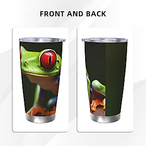 Red Eyes Tree Frogs Tumbler with Lid and Straw 20oz Stainless Steel Car Cup for Hot and Cold Drinks, Double Wall Insulated Travel Coffee Mug Reusable Drink Thermos Cup Birthday Gifts