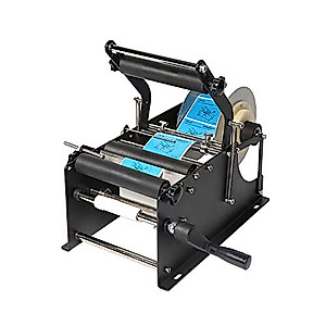 ZONEPACK Upgraded Manual Labeling Machine Label Applicator Bottle Labeler Sticker Label Printer Packing Machine with Handle for Round Glass Plastic Metal Bottle etc…
