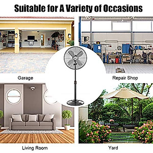 ARLIME16 Inch Oscillating Standing Floor Fan, All Metal Pedestal Fan with Height Adjustable, 4 Blades, and 3 Speed Settings, Powerful and Quiet, Wide Spread Stand Fan for Home, Office, Shop (Black)