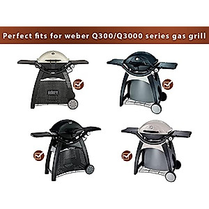 QuliMetal 65032 Grill Burner Tube & 7646 Grill Parts Cast Iron Cooking Grates for Weber Q300, Q320, Q3000 Series Gas Grills Accessories