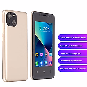 ASHATA I13 Unlocked Android Smartphone, 4.66in HD Screen Unlocked Cellphone, 1GB 8GB, Support 128G Storage, 5MP 8MP Camera, Dual Cards Dual Standby, 3000mAh Fast Charging (Gold)