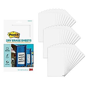 Post-it Dry Erase Sheets, 30 Sheets/Pack, Instant Whiteboard, 7 in x 11.3 in (DEFSheets-30PK)