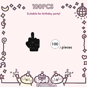 Set of 100 Middle Finger Confetti, Black Glitter Finger Paper Scatter, Funny Party Confetti, Hand Smash Cake Decor, Funny Themed Birthday Party Decor, Adult Birthday Party Supplies