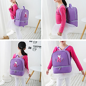 Yitengteng Ballet Dance Backpack for Little Girls Ballerina Purple Bag for Dance Toddler Dance Bag Gymnastics Latin Dance Yoga Tap Dance Jazz Storage Bag