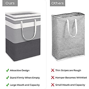 2 Pack Large Laundry Basket,Waterproof, Freestanding Laundry Hamper, Collapsible Clothes Hamper with Extended Handles for Clothes in The Dorm and Family (A)