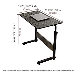 Office Business Hotel Lobby Dining Table Set, Bed Tray Table for Eating and Laptops Lazy Bedside Table Home Office Desks, Solid-Top Height Adjustable Wooden Mobile Laptop Desk Cart with Pulley Does No