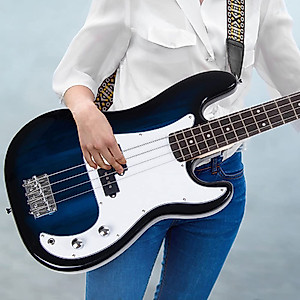 Polar Aurora NEW Full Size 4 Strings Blue Electric Bass Guitar+ Amp Cord+ Gigbag