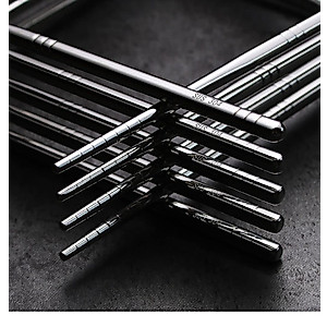 Stainless Steel Chopsticks, Non-slip Chopsticks Mirror Polished Chopsticks, Chinese Style Tableware Kitchen Accessories(19cm-4 pair with no mark)