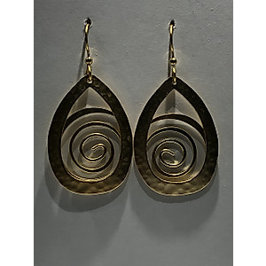 Silver Forest Shiny Gold Plated Hammered Tear with Coil. NE-1627A