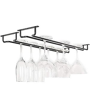 2 Pcs Household Wine Glass Rack, Wine Cabinet Goblet Rack, Wine Glass Rack, Wine Rack Hanging Rack 17 Inch, Black