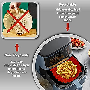HoazHoald 2Pcs Air Fryer Silicone Liners Pot 8.5IN Round Reusable Air Fryer Oven Basket Accessories Replacement of Flammable Parchment Liner Paper Food Safe Easy Clean Fit 5QT or Bigger Air Fryer Oven