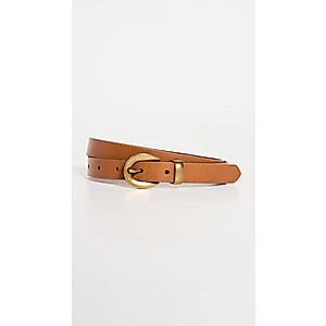 Madewell Women's Chunky Buckle Skinny Leather Belt, Desert Camel, Tan, S