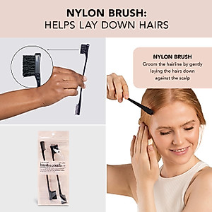 Kitsch Hair Edge Control Brush & Baby Hair Brush Comb Set, Double Sided Edge Fixer & Hair Styling Brush with Soft Nylon Bristles, Dual Edges for Grooming & Tame Flyaways, Combo Pack 2 Pieces (Black)