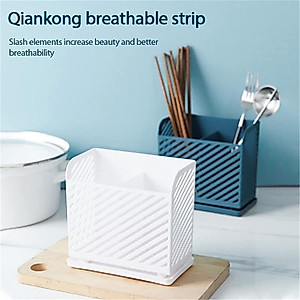 ceramic Utensil Caddy Chopsticks Rack with Spoon Storage Box for Cutlery Basket Pen Holder chopstick holder (Color : White)