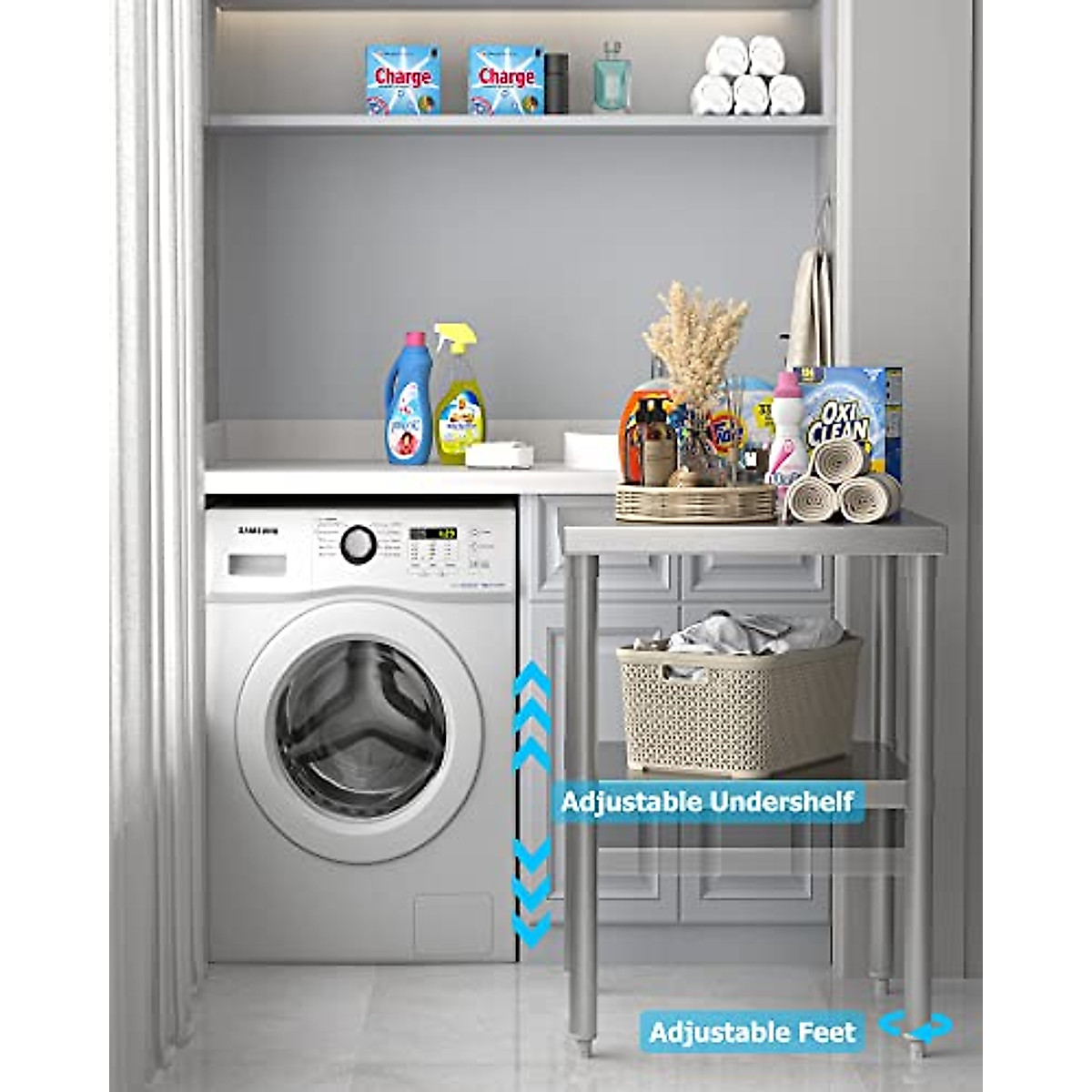 RIEDHOFF Stainless Steel Work Table 24" x 24" with Undershelf, [NSF Certified][Heavy Duty] Commercial Kitchen Prep Table for Home, Restaurant, Hotel