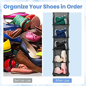 4 Pack Hanging Shoe Shelves 10 Shelf Hanging Shoe Organizer Holder for Closet Space Saving Hanging Shoe Rack Shoe Hanger Hanging Storage Organizer for Shoes, Hats, Purses, Handbags