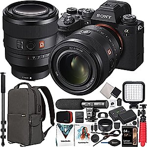 Sony Alpha 1 Full Frame Mirrorless Camera Body + 50mm F1.2 GM G Master FE Large Aperture Lens SEL50F12GM ILCE-1/B Bundle with Deco Gear Backpack + Microphone + LED + Monopod and Accessories Kit