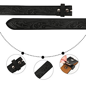 Ssumday Western Cowboy Black Style Belts for Men Women Female Girl Ladies Cowgirl Belt Jeans Pants without Buckle(NZYHBK-S)