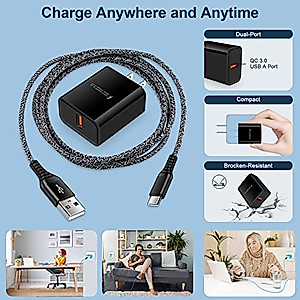 Type C Android Charger Moto Phone Charger Fast Charger for Moto G73/G53/G23/G Play 2023/G Stylus 5G 2022/G Power 2022/2021/G Pure/G Play 2021/One 5G Ace/One 5G UW/Edge 2022/G9/G8/G7/Z4/Edge 30 Ultra