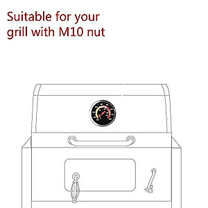 GasSaf BBQ Charcoal Grill Smoker Temperature Gauge Pit Thermometer Dial, 2-3/8 Inch Dial and 3 Inch Stem, High Temperature Range - 50F to 800F