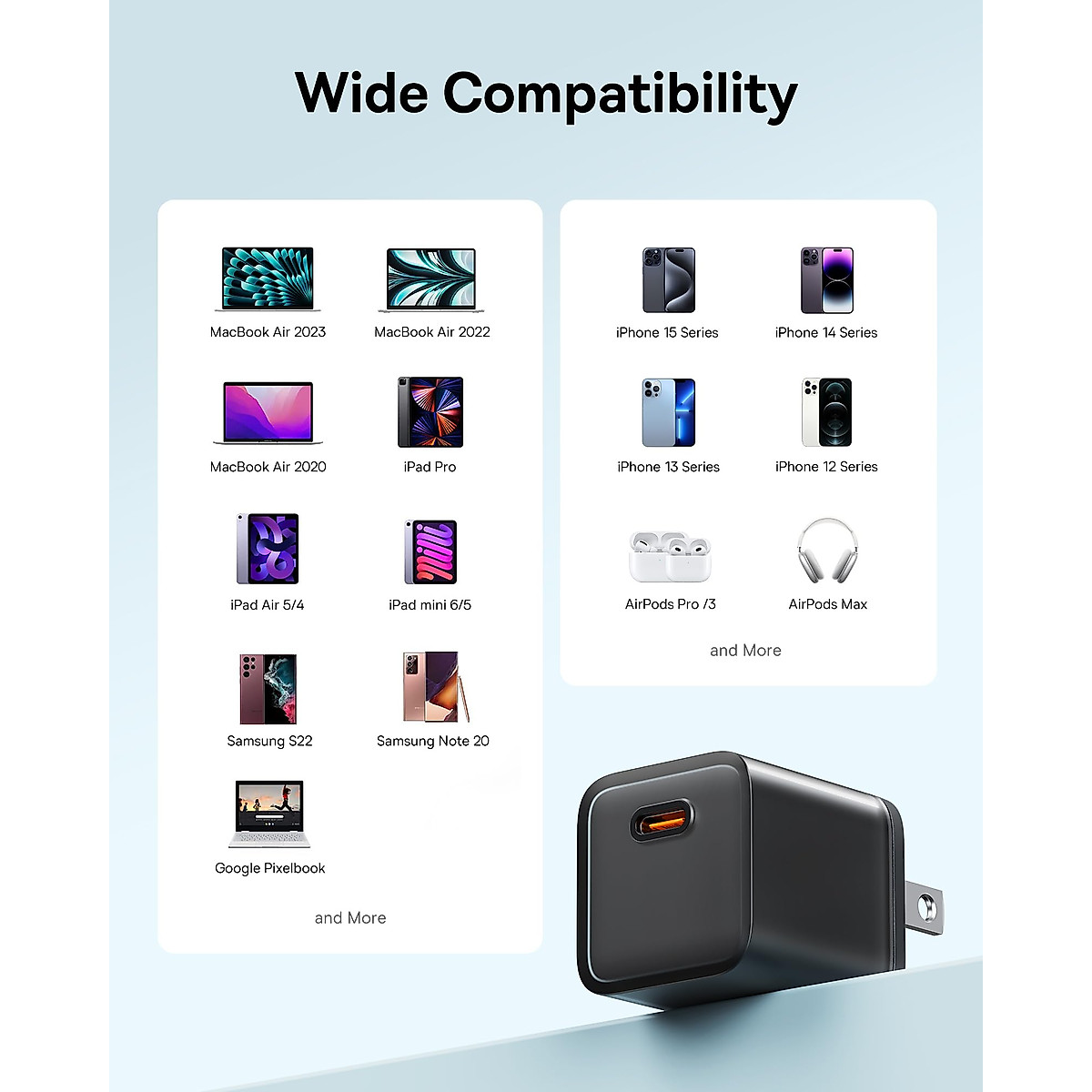 USB C Charger, Baseus USB C Wall Charger 30W PD Charger, GaN Fast Charger Block, USB-C Power Adapter for iPhone 15/14/13/12/11/Pro/Pro Max/XS/XR, Galaxy S23 Ultra, Google Pixel, MacBook, iPad, Black