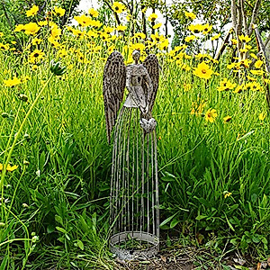 Linfevisi Garden Angel Statue Decor Rustic Metal Angel Sculpture Garden Yard Art Heavenly Home Decor Antiqued Accent Housewarming Garden Gift (Heart)