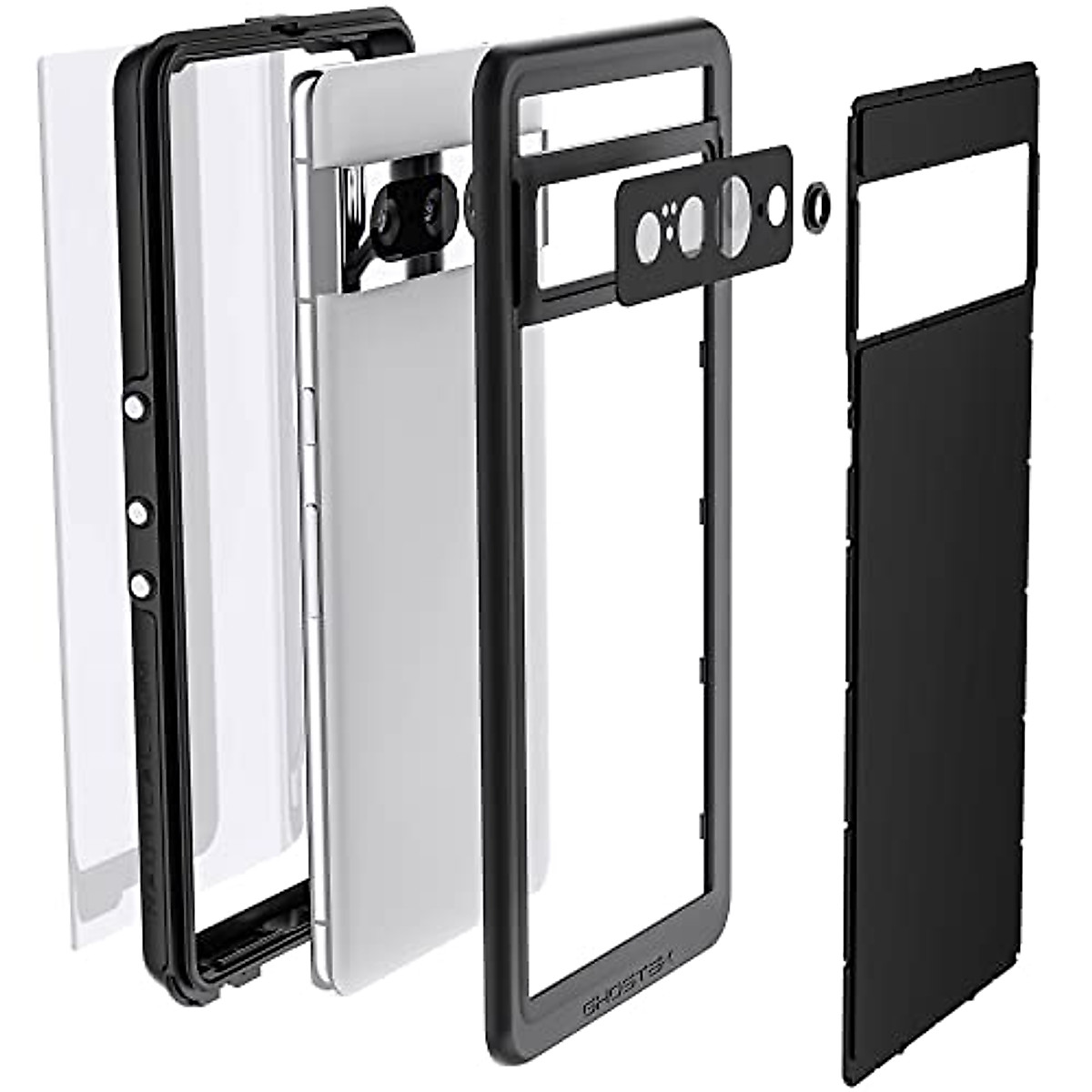 Ghostek NAUTICAL Slim Waterproof Case for Google Pixel 7 Pro (6.7") - Built-In Screen Protector, Heavy Duty Shockproof Protection, Black