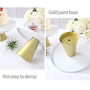 2pcs Modern Metal White-Gold Cake Stands Plate Set, Dessert and Cupcake Serving Display for Weddings, Parties, or Modern Home Decor