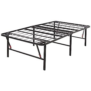 Amazon Basics Foldable Metal Platform Bed Frame with Tool Free Setup, 18 Inches High, Sturdy Steel Frame, No Box Spring Needed, Twin, Black