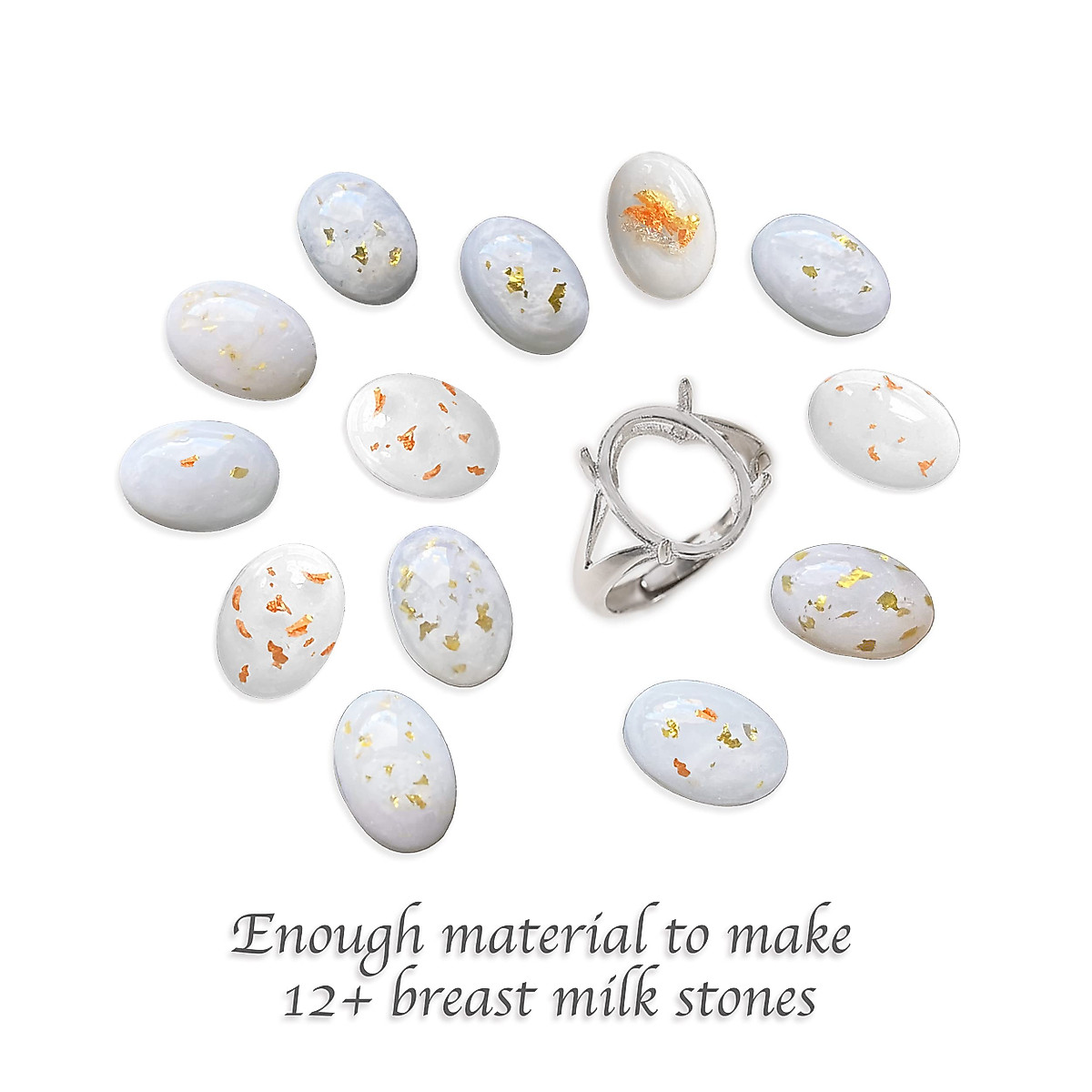 Milky Treasures Oval Ring DIY Breastmilk Jewelry Making Kit | Adjustable Size 6 to 10 | Breastfeeding Keepsake | New Mom Gifts | 925 Sterling Silver | Baby Registry | Mother's Day [Full KIT]