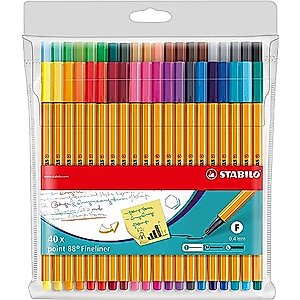 Fineliner - STABILO point 88 - Wallet of 40 - Assorted colors
