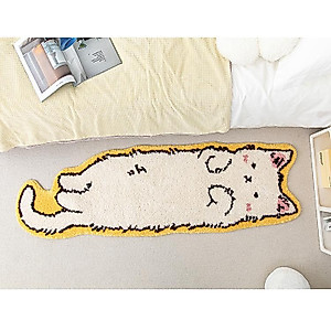 Cat Tufted Rug, Cat Shaped Rug, Irregular Shaped Rug, Fun Animal Shaped Cartoon Room Floor Mat, Soft Bedside Rug for Bedroom, Cat Doormat, Living Room Decoration (B, 40 * 80cm/15.75 * 31.49in)