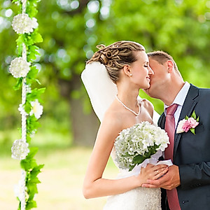 Auihiay 32 Pieces Artificial Hydrangea Flowers White Hydrangea Flower Heads with Stems for Wedding Centerpiece Home Garden Party Decoration